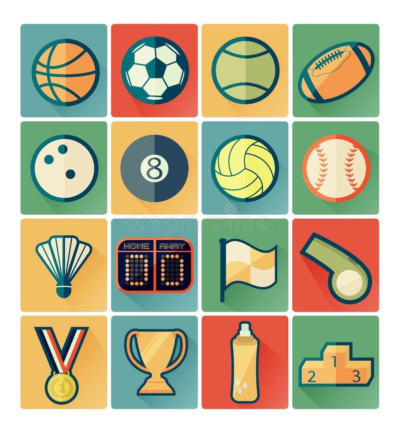 Circular Sports Icons Flat Design Vector Set. Stock Vector ...
