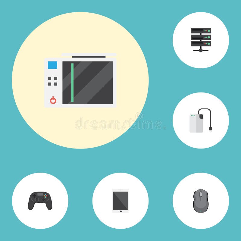 Flat Icons Storage Device stock vector. Illustration of game - 97230030