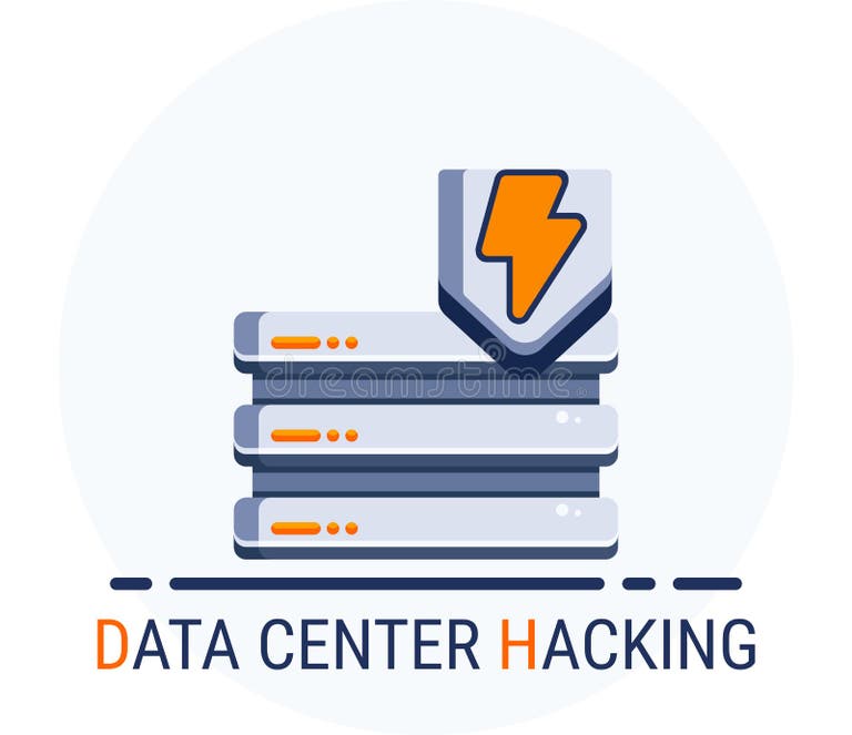 Flat Icons Style. Hacker Cyber Crime Attack Data Center Hacking for Web Design Stock Vector ...