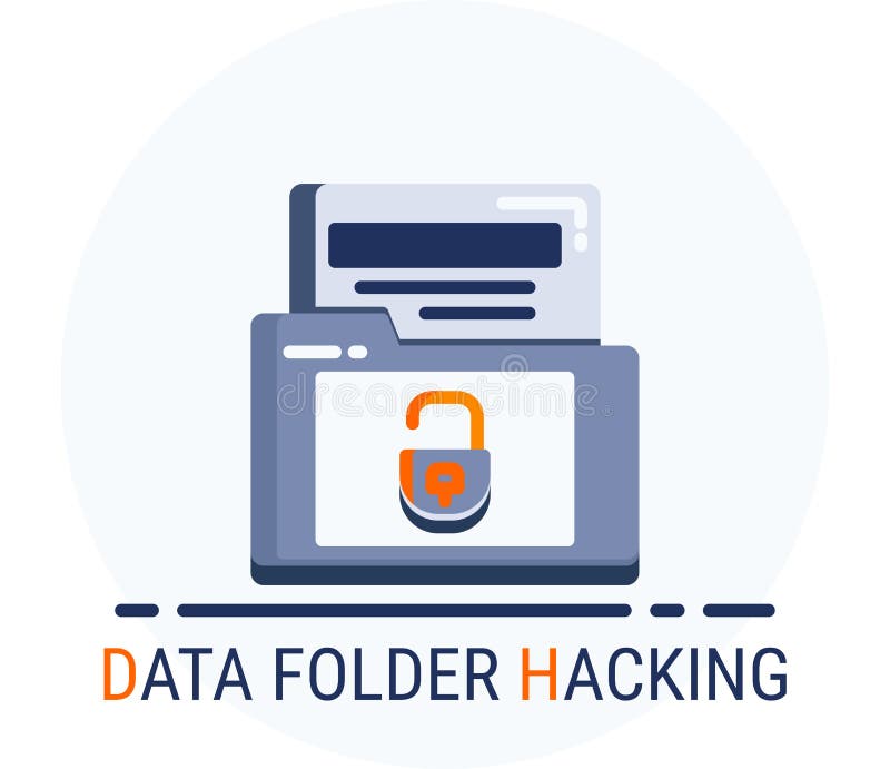 Flat Icons Style. Hacker Cyber Crime Attack Data Folder Hacking for Web ...