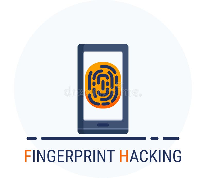 Flat Icons Style. Hacker Cyber Crime Attack Fingerprint Hacking for Web ...