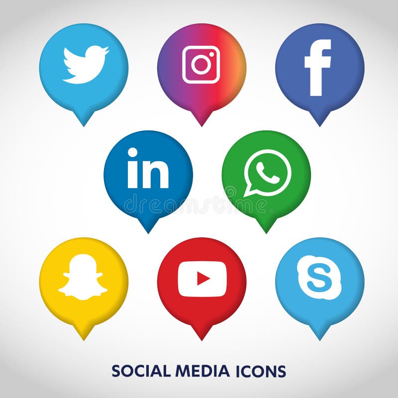 Flat Icons Technology, Social Media, Network, Computer Concept. Abstract Background with Objects ...