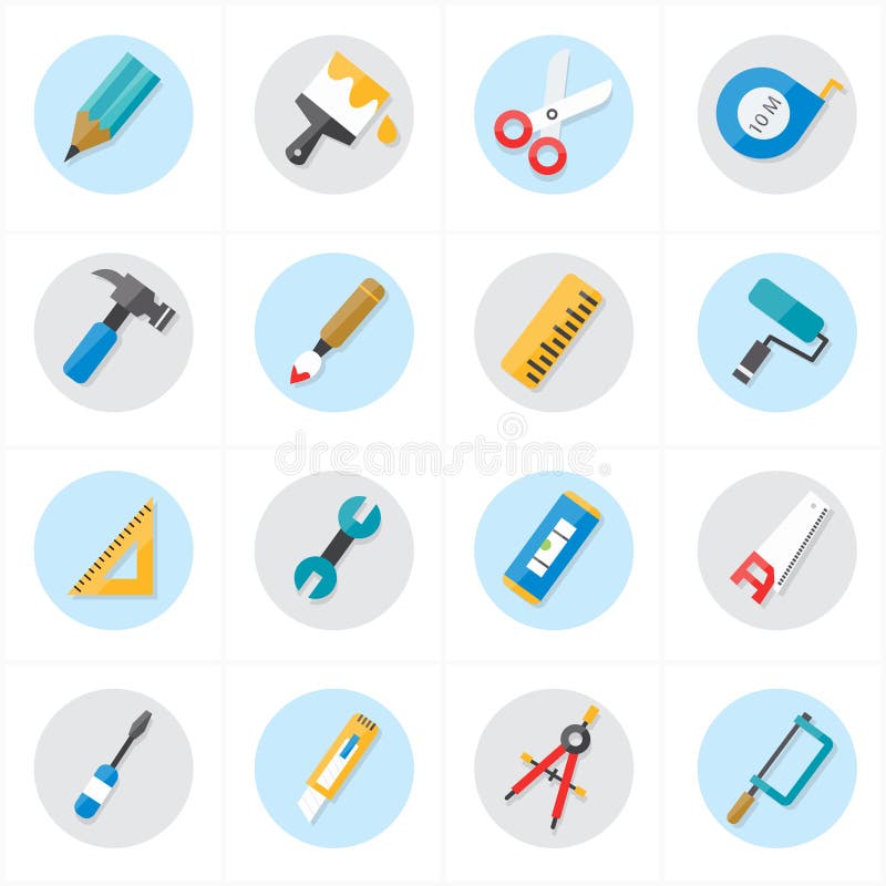 Flat Icons for Tools Related Icons Vector Illustration Stock Vector ...