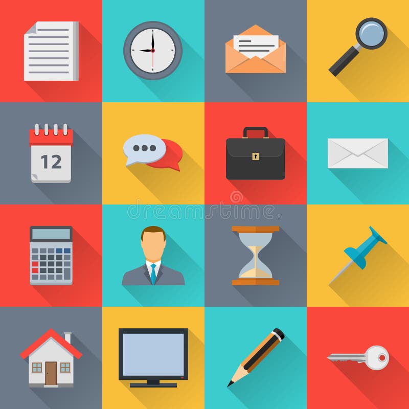 Flat icons stock vector. Illustration of email, mobile - 95008838