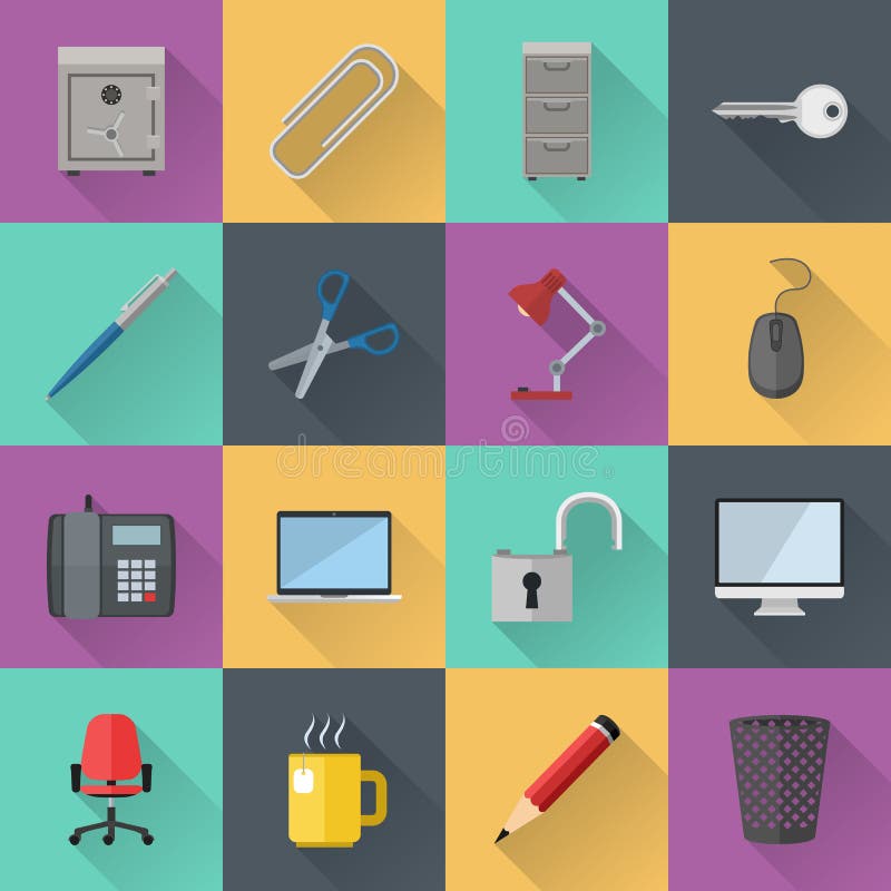 Flat icons stock vector. Illustration of management, long - 98683345