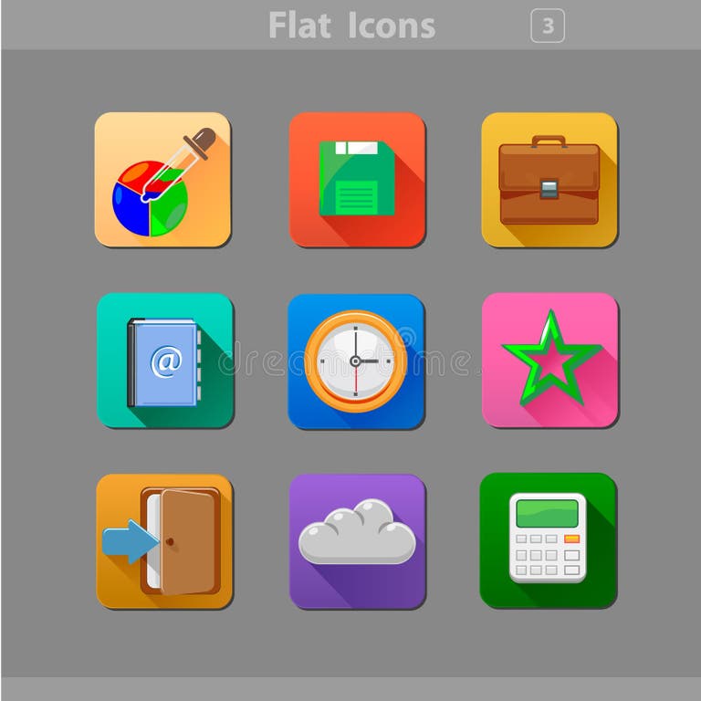 Flat Icons 3 stock vector. Illustration of collection - 34974203