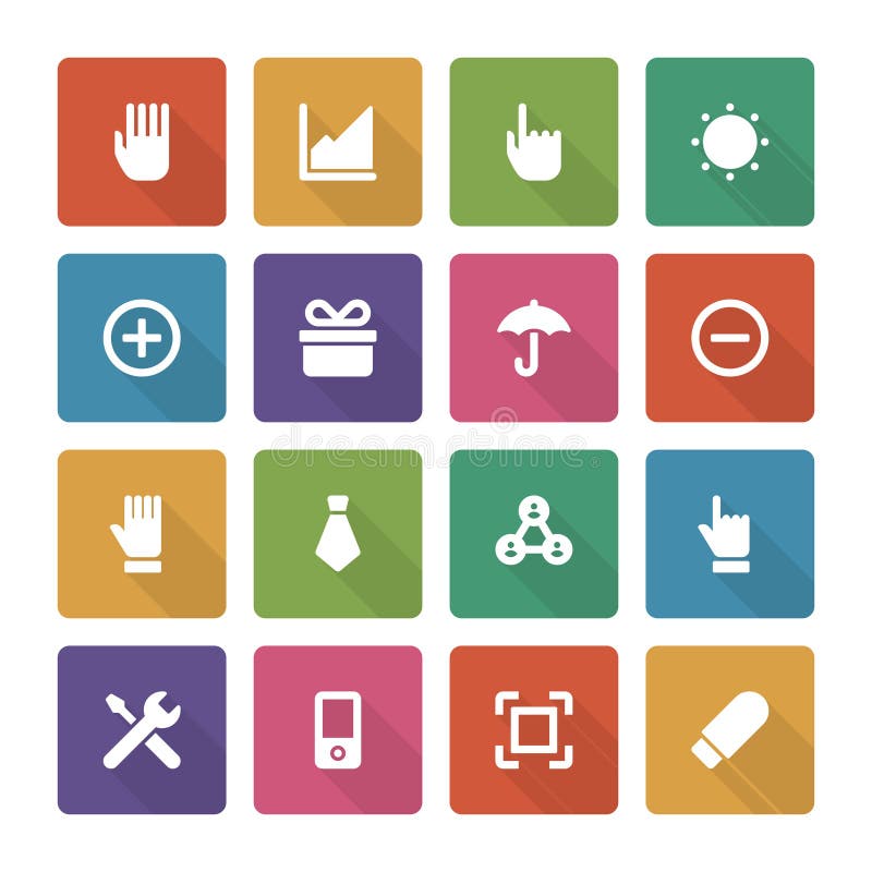 Flat Icons Vector Set and Long Shadow Effect for Stock Vector ...