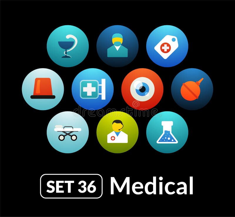 Flat Icons Vector Set 36 - Medical Collection Stock Vector ...
