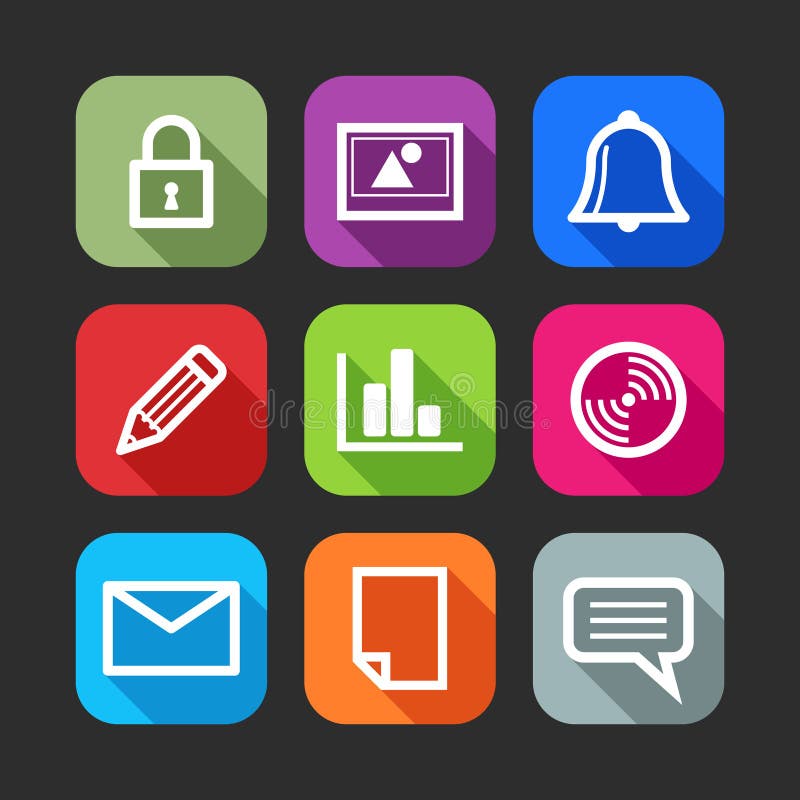 Flat Icons for Web and Mobile Applications Stock Vector - Illustration ...