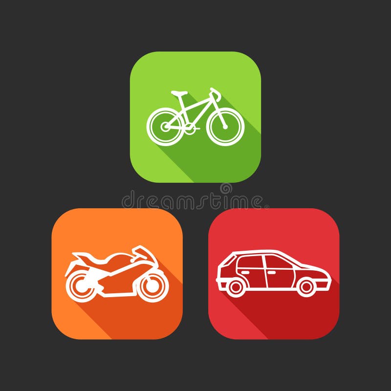 Flat Icons for Web and Mobile Applications with Private Transport Stock ...