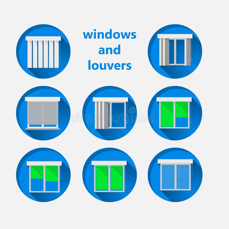 Flat Icons for Windows and Louvers. Stock Vector - Illustration of ...