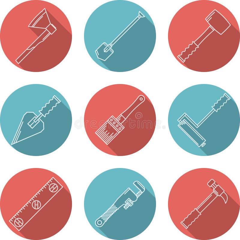 Flat Icons for Woodwork Tools Stock Illustration - Illustration of ...