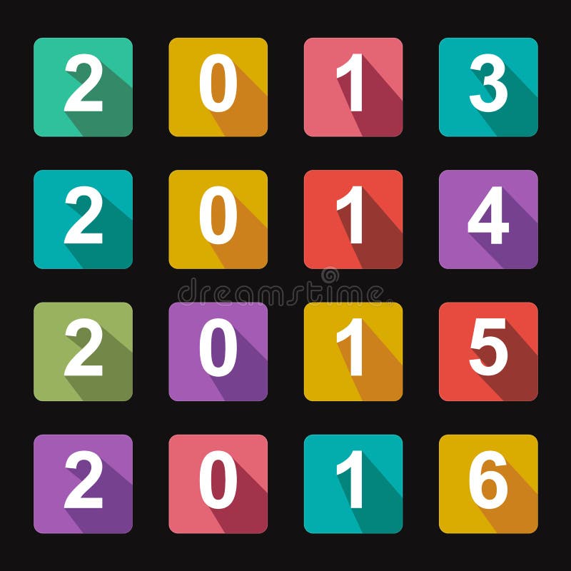 Flat icons years 2014 stock vector. Illustration of design - 37909939