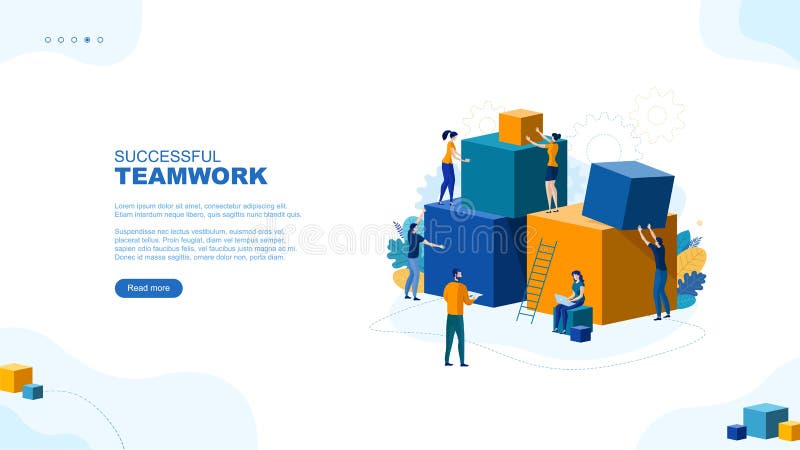 Successful Teamwork Page Concept. People Make Abstract Composition of ...