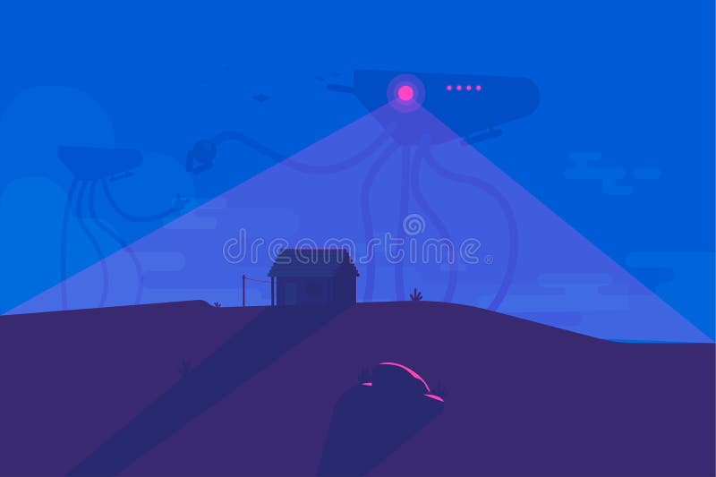 Flat Illustration of Alien Attack Concept Art Stock Vector ...