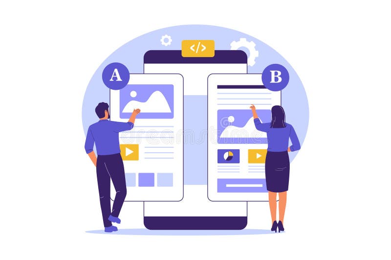 Flat Illustration of a B Testing Interface in UI UX Design Stock ...