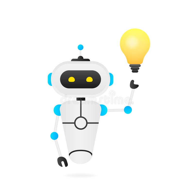 Flat Illustration with Blue Bot. Customer Support Help Service Flat ...