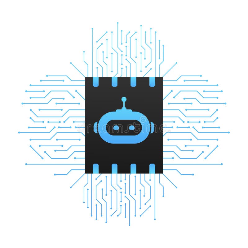 Flat Illustration with Blue Bot. Customer Support Help Service Flat ...