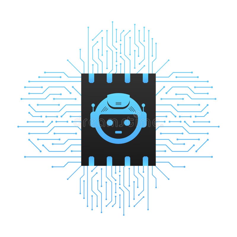 Flat Illustration with Blue Bot. Customer Support Help Service Flat ...