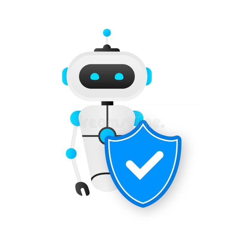 Flat Illustration with Blue Bot. Customer Support Help Service Flat ...