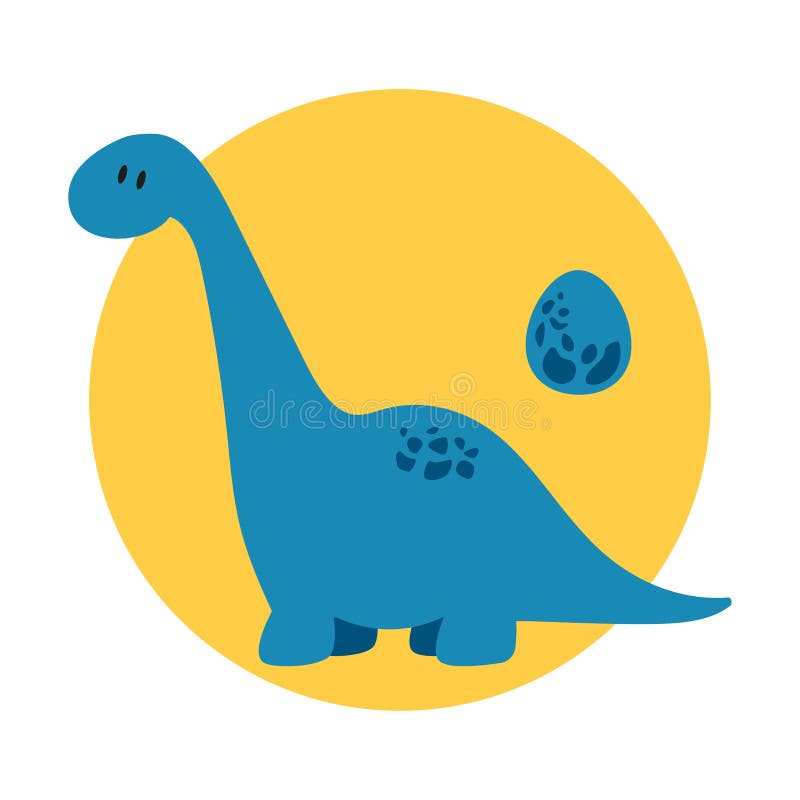 Flat Illustration of Blue Diplodocus Dinosaur. Stock Vector ...
