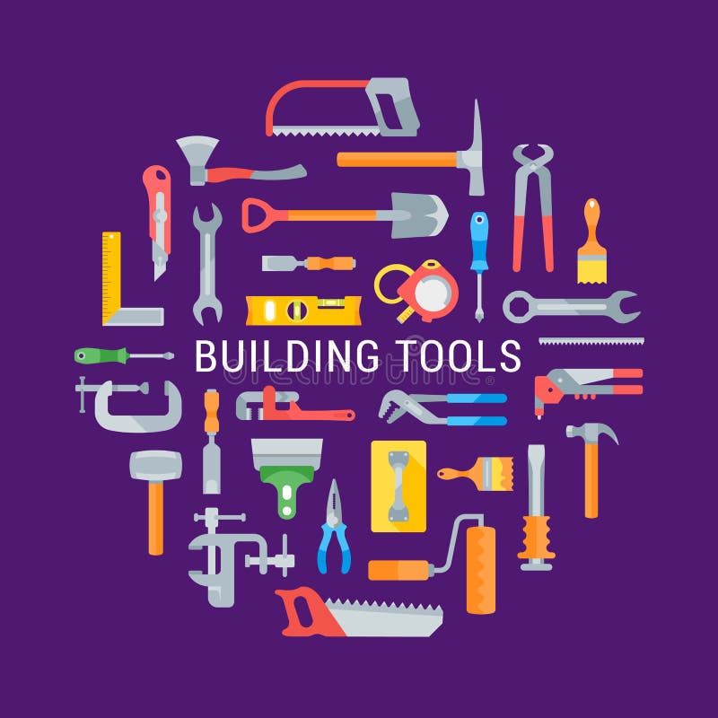 Website Banner and Landing Page of Building Tools. Stock Illustration ...