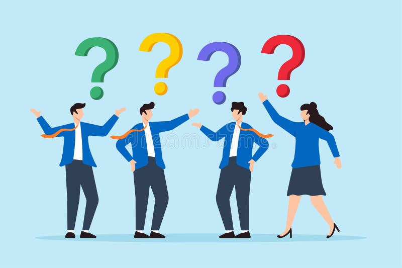 Flat Illustration of Business People Ask with Question Mark Signs ...