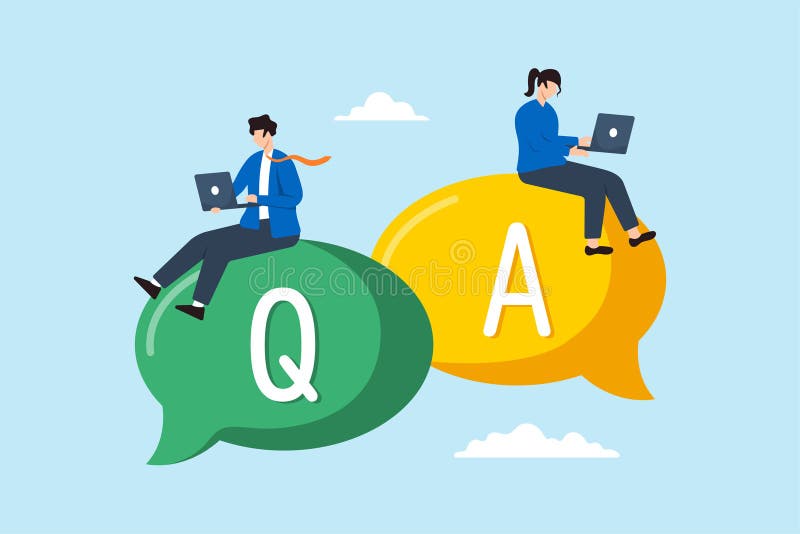 Flat Illustration of Business People Work on Dialog with Question and ...