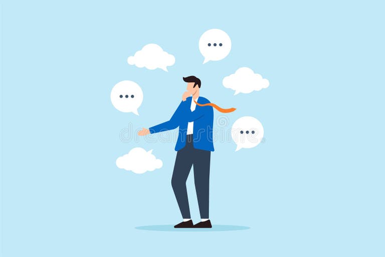 Flat Illustration of Businessman Contemplates with Multiple Thinking ...