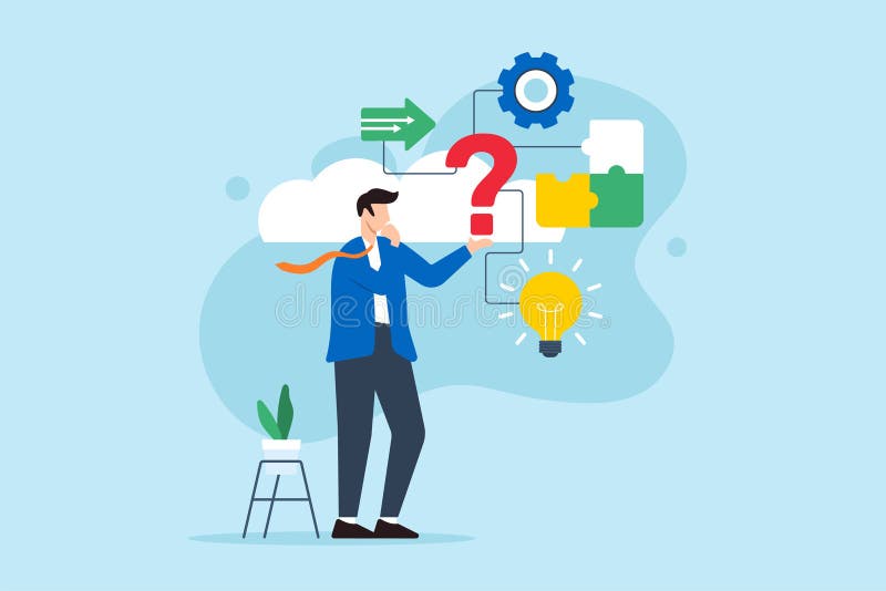 Flat Illustration of Businessman Evaluating Question Mark Symbol for ...