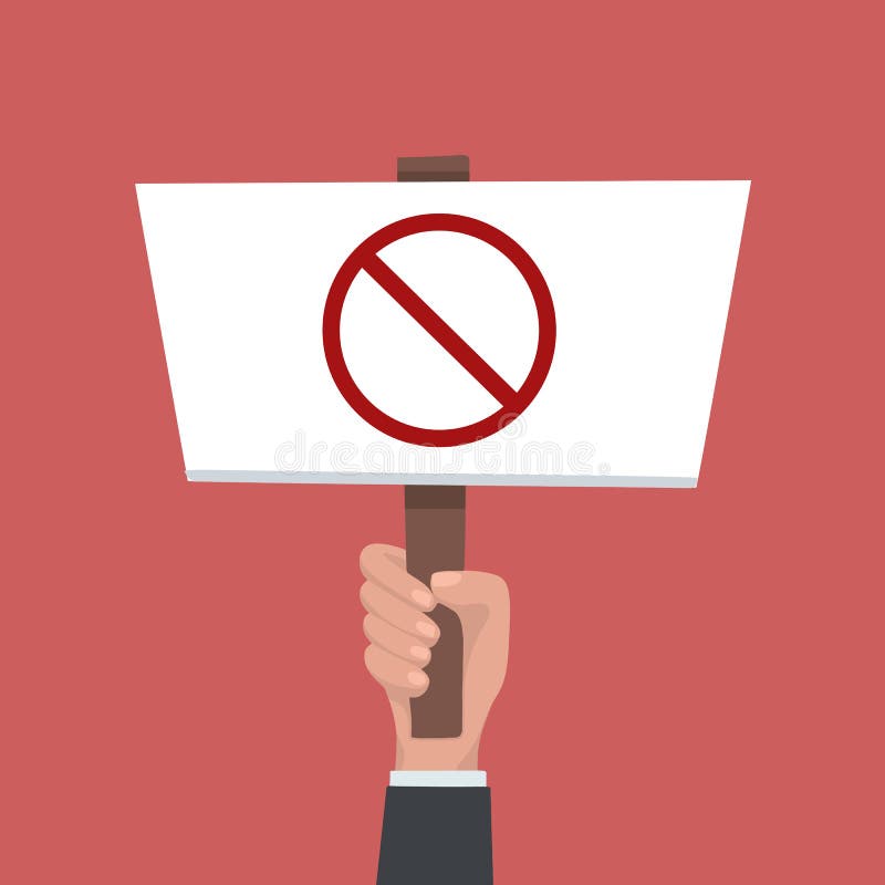 Flat Illustration of Businessman Hand with Prohibited Banner and Place ...