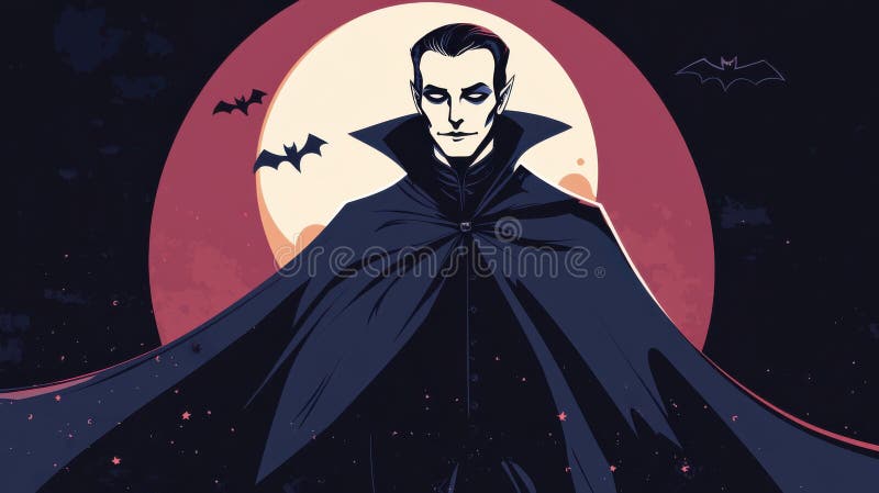 Flat Illustration of a Classic Vampire with a High-collared Cape ...