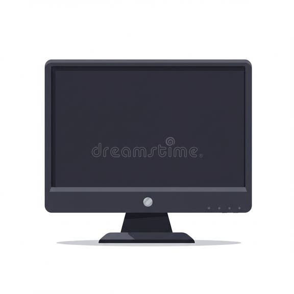 Flat Illustration of a Computer Monitor with a Dark Screen and Slim ...