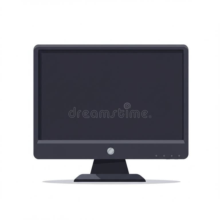 Flat Illustration of a Computer Monitor with a Dark Screen and Slim ...