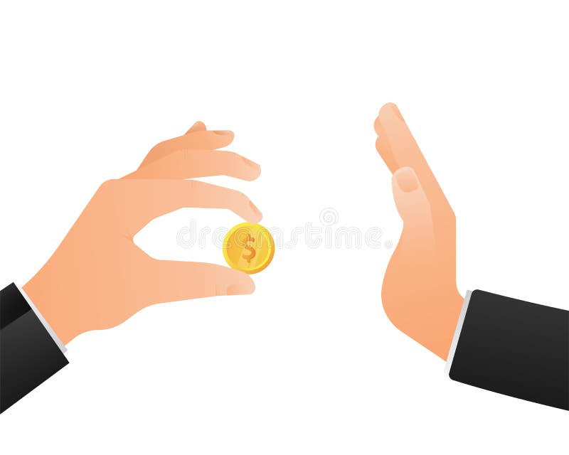 Flat Illustration with Corruption Hand with Coin. Flat Icon Stock ...