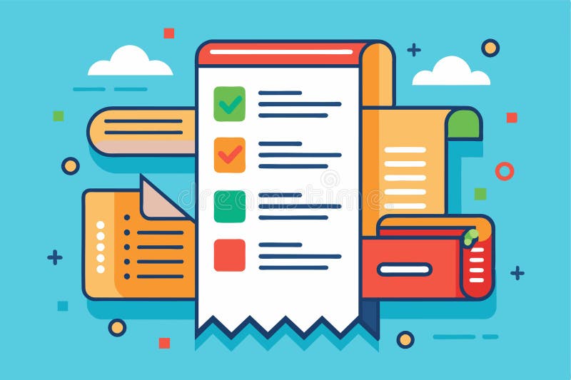 A Flat Illustration of a Customizable Receipt with Checkboxes and a ...