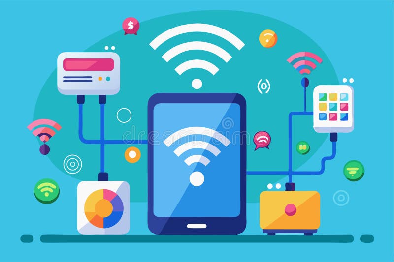 A Flat Illustration Demonstrating the Process of Connecting a Phone To ...
