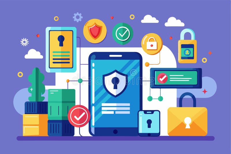 A Flat Illustration Depicting Mobile Encryption with a Smartphone ...