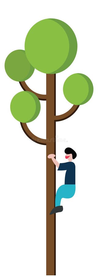 Flat Illustration Design of People Climbing Trees. Stock Vector ...