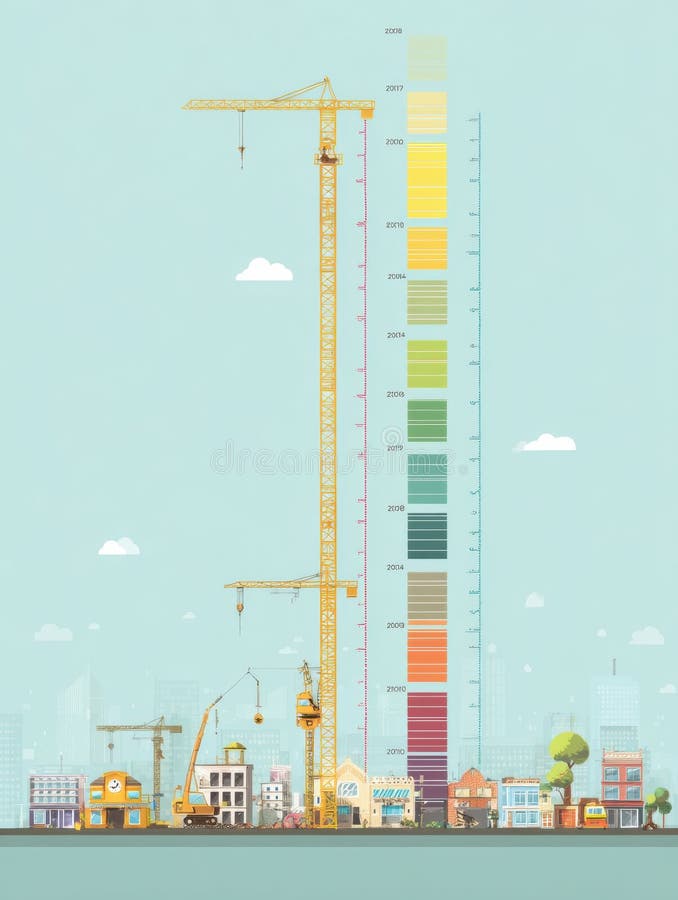 Construction Timeline Graphic Showcasing Development Progress in Pastel ...