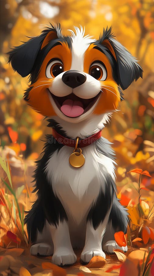 Flat Illustration of Dog Character Mascot, Banner with Copy Space Stock ...