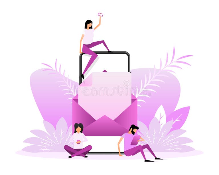 Flat Illustration with Envelope People for Banner Design. Vector ...