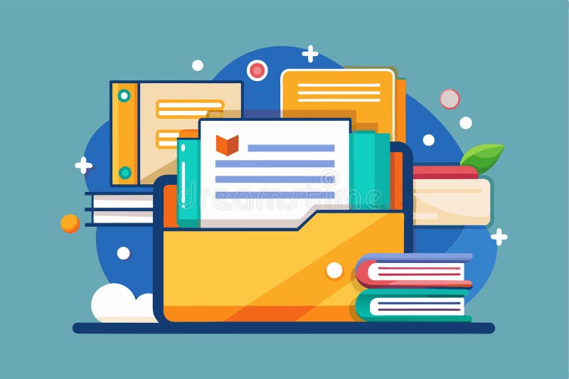 Folder with Documents 3D Render Illustration in Cartoon Style. 3D ...