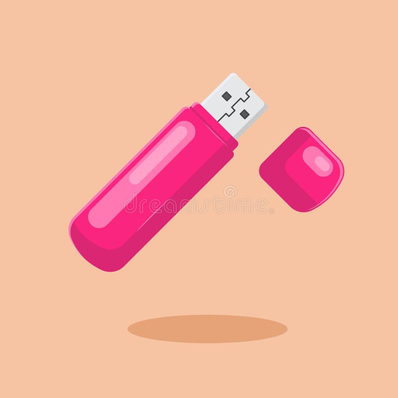 Flat Illustration Flash Disk, Usb, Data Transfer with Pinky Color and ...