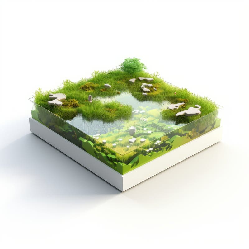 Ark Nature Landscape: Mossy and Serene Isometric Wetland Model Stock ...