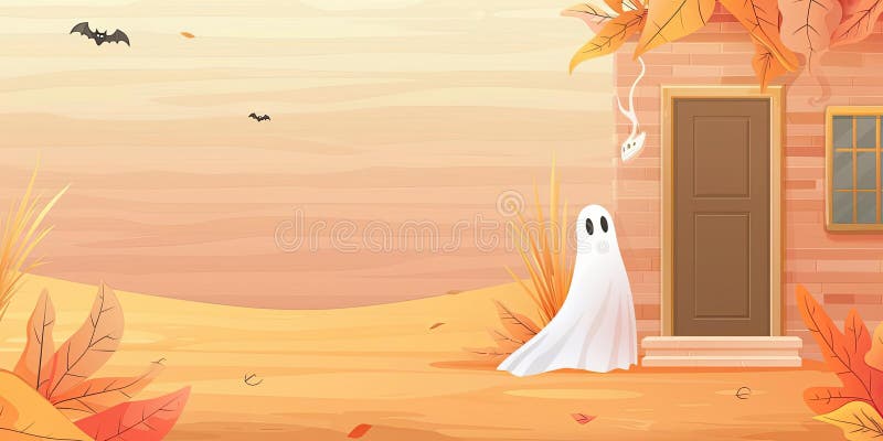 A Flat Illustration of Ghost Flat Design Side View Spooky Theme ...