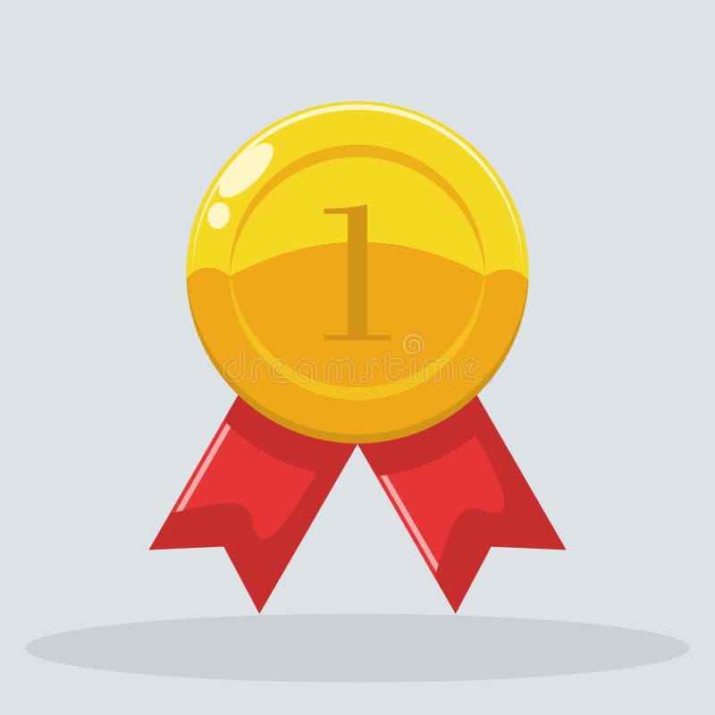 Flat Illustration Gold Medal, the Winner, Number One Stock Vector ...