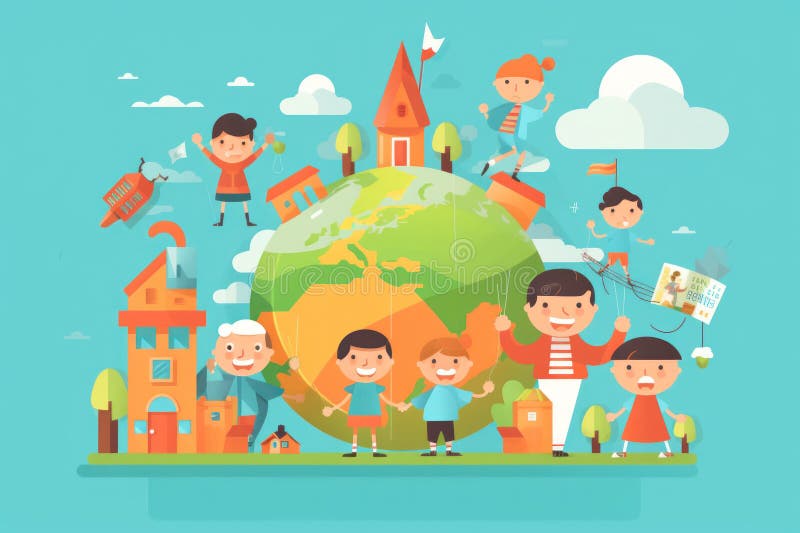 Flat Illustration Graphic Design World Children S Day Concept Stock ...