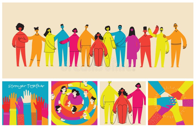 Flat Illustration of a Group Containing Inclusive and Diversified ...