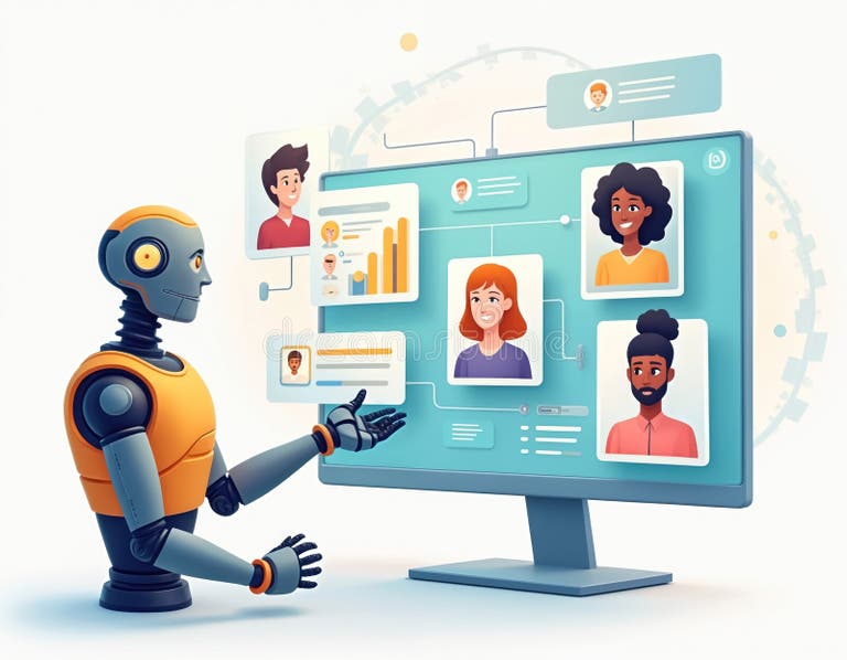 Flat Illustration of HR Automation with Resume Screening Bots ...